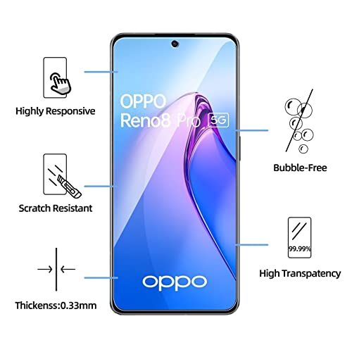 NEW'C [3 Pack] Designed for Oppo Reno 8 Pro 5G Screen Protector Tempered Glass, Case Friendly Ultra Resistant