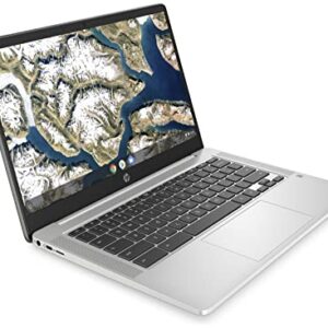 HP Chromebook 14A-NA1011CA, 14-Inch Laptop FHD IPS Intel Celeron N4500, 8GB LPDDR4 RAM, 128GB eMMC, Intel UHD Graphics, Micro SD Card Reader, USB C, WiFi, Bluetooth, ChromeOS, Mineral Silver (Renewed)