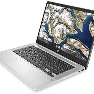 HP Chromebook 14A-NA1011CA, 14-Inch Laptop FHD IPS Intel Celeron N4500, 8GB LPDDR4 RAM, 128GB eMMC, Intel UHD Graphics, Micro SD Card Reader, USB C, WiFi, Bluetooth, ChromeOS, Mineral Silver (Renewed)