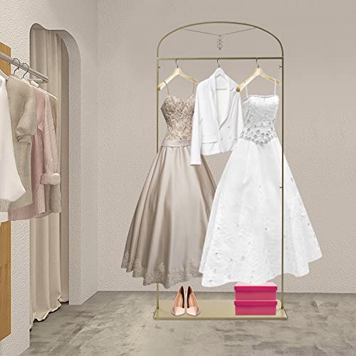 kunghei 91" Tall Wedding Dress Rack Gold Garment Rack Clothing Store Retail Display Rack Boutique Racks for Hanging Long Dresses Clothes Wedding Dress Heavy Duty Commercial Standing