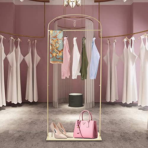 kunghei 91" Tall Wedding Dress Rack Gold Garment Rack Clothing Store Retail Display Rack Boutique Racks for Hanging Long Dresses Clothes Wedding Dress Heavy Duty Commercial Standing