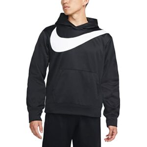 nike therma men's basketball pullover hoodie (as1, alpha, l, regular, regular, black/white, large)