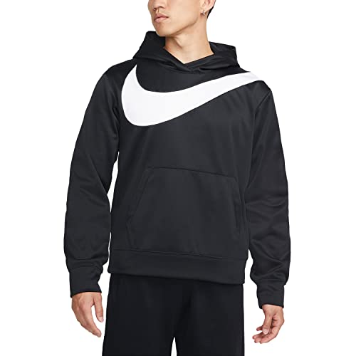 Nike Therma Men's Basketball Pullover Hoodie (as1, alpha, l, regular, regular, Black/White, Large)