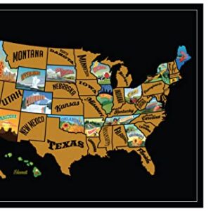 Scratch Off Map Of United States, USA State Scratch Sticker, Travel Map Gift Adventure Wall Poster For Kids Adults (States)