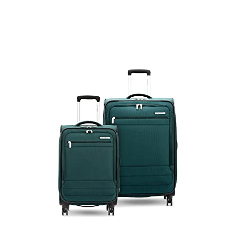 Samsonite Aspire DLX Softside Expandable Luggage with Spinners, Emerald, 2PC SET (Carry-on/Medium)