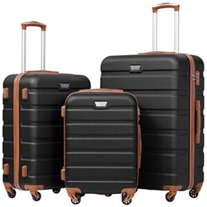 coolife luggage 3 piece set suitcase spinner hardshell lightweight tsa lock