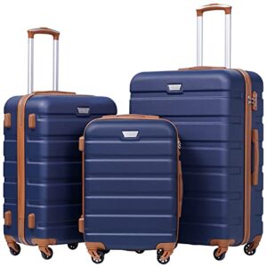 coolife luggage 3 piece set suitcase spinner hardshell lightweight tsa lock