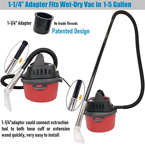 Happy Tree Universal Fit All Shop Vacs with 2-1/2" and 1-7/8" and 1-1/4" Adapters Wet-Dry Extraction Accessory for Upholstery & Carpet Cleaning and Auto Detailing, Shop Vac Extractor Attachment