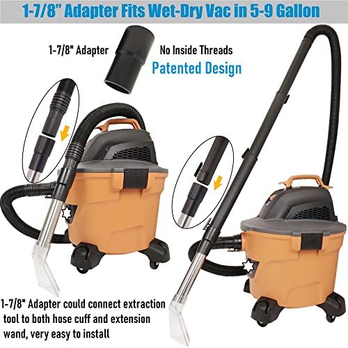 Happy Tree Universal Fit All Shop Vacs with 2-1/2" and 1-7/8" and 1-1/4" Adapters Wet-Dry Extraction Accessory for Upholstery & Carpet Cleaning and Auto Detailing, Shop Vac Extractor Attachment