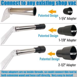 Happy Tree Universal Fit All Shop Vacs with 2-1/2" and 1-7/8" and 1-1/4" Adapters Wet-Dry Extraction Accessory for Upholstery & Carpet Cleaning and Auto Detailing, Shop Vac Extractor Attachment