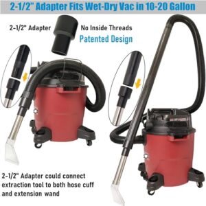 Happy Tree Universal Fit All Shop Vacs with 2-1/2" and 1-7/8" and 1-1/4" Adapters Wet-Dry Extraction Accessory for Upholstery & Carpet Cleaning and Auto Detailing, Shop Vac Extractor Attachment