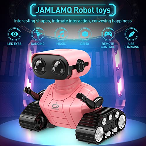 JAMLAMQ Robot for Kids Toy-Remote Control Robot Toys,Toy with Music and LED Eyes,Dance Moves,for Children Boys Girls Age 3 4 5 6 7 8 9 Birthday Gifts Doll Shoes (Shiny Pink)