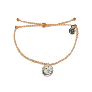 pura vida bracelet silver crystal mountain coin charm bracelet - handmade with czech crystal, adjustable with waterproof band - stackable bracelets for teen girls, handmade bracelets for teens - tan