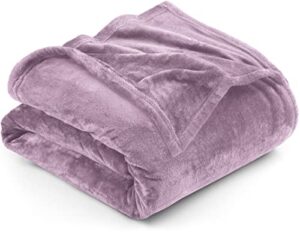 utopia bedding fleece blanket queen size lilac 300gsm luxury fuzzy soft anti-static microfiber bed blanket (90x90 inches)