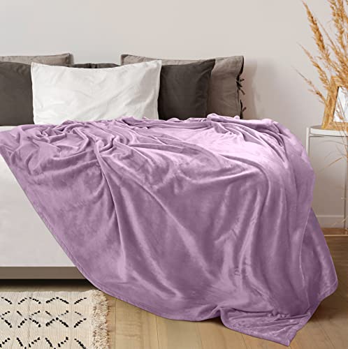 Utopia Bedding Fleece Blanket Queen Size Lilac 300GSM Luxury Fuzzy Soft Anti-Static Microfiber Bed Blanket (90x90 Inches)