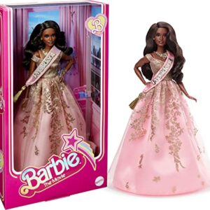 Barbie The Movie Doll, President Barbie Collectible Wearing Shimmery Pink and Gold Dress with Sash (Amazon Exclusive)