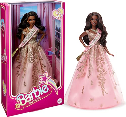 Barbie The Movie Doll, President Barbie Collectible Wearing Shimmery Pink and Gold Dress with Sash (Amazon Exclusive)