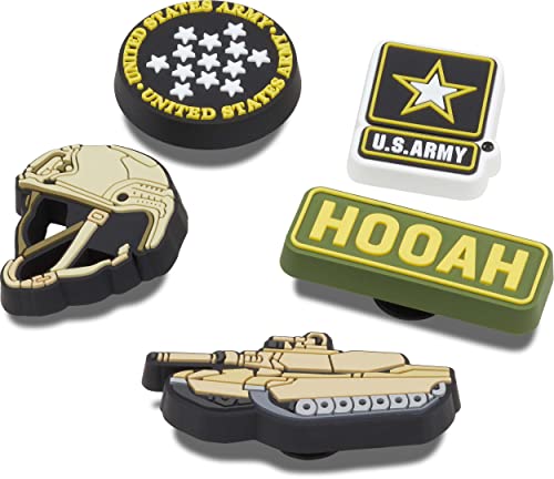 Crocs Unisex's Jibbitz Military Shoe Charms for Adults, US Army, 5 Pack