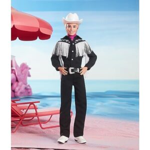 Barbie The Movie Collectible Ken Doll Wearing Black and White Western Outfit (Exclusive)