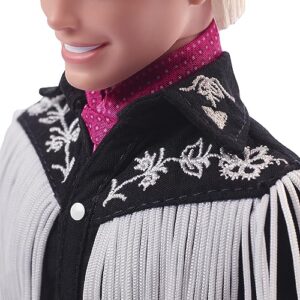 Barbie The Movie Collectible Ken Doll Wearing Black and White Western Outfit (Exclusive)