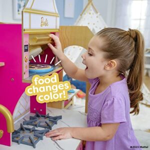 KidKraft Cook with Barbie™ Wooden Play Kitchen with Lights, Sounds, Water-Reveal Food and 30 Accessories