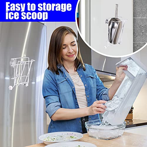 Ice Scoop Holder for Ice Machine, Universal＆Foldable Design, Stainless Steel Heavy Duty Ice Scoop Holder for Commercial,Restaurant,Countertop Ice Maker Freezer Refrigerator Kitchen