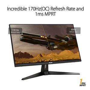 ASUS TUF Gaming 27” 1440P Monitor (VG27AQA1A) - QHD (2560 x 1440), 170Hz (Supports 144Hz), 1ms, Extreme Low Motion Blur, Freesync Premium, Eye Care, HDMI, DisplayPort, Shadow Boost, Speakers, HDR