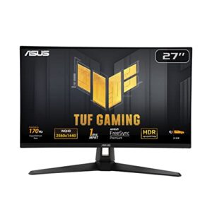 ASUS TUF Gaming 27” 1440P Monitor (VG27AQA1A) - QHD (2560 x 1440), 170Hz (Supports 144Hz), 1ms, Extreme Low Motion Blur, Freesync Premium, Eye Care, HDMI, DisplayPort, Shadow Boost, Speakers, HDR