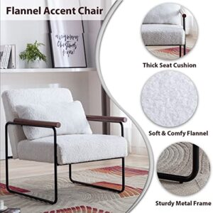 ANJHOME Simple Mid Century Modern Accent Chair, Soft Tufted Upholstered Armchair with Steel Frame, Comfy Lambs Wool Accent Chair Lounge Chairs Single Sofa for Living Room Easy Assembly