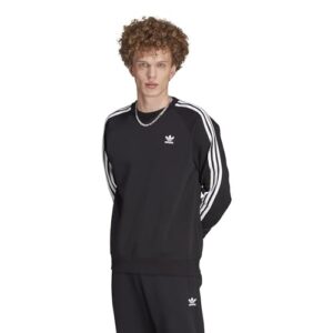 adidas originals men's adicolor classics 3-stripes crew, black, large