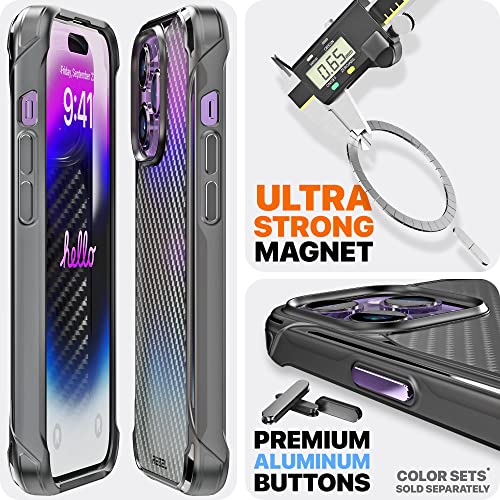 REBEL Phone iPhone 14 Pro Case [Gen-4 Series Aramid Fiber] Strong MagSafe Compatible, Protective Shockproof Corners, Metal Buttons, Upgraded Slim Case for iPhone 14 Pro 6.1 Inch 2022 (Black)