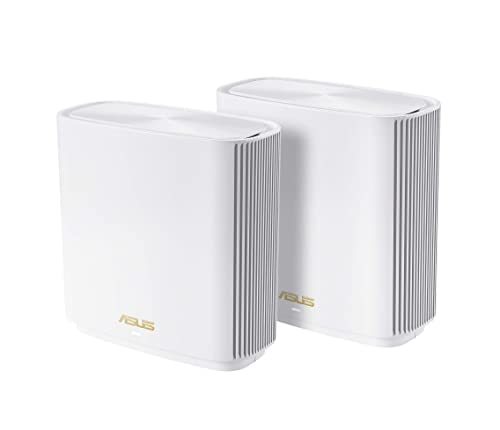 ASUS ZenWiFi XT9 AX7800 Tri-Band WiFi6 Mesh WiFiSystem (2Pack), 802.11ax, up to 5700 sq ft & 6+ Rooms, AiMesh, Lifetime Free Internet Security, Parental Controls, 2.5G WAN Port, UNII 4, White