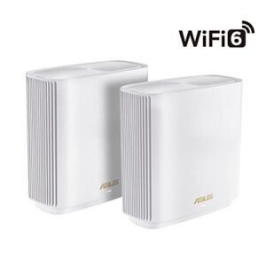 ASUS ZenWiFi XT9 AX7800 Tri-Band WiFi6 Mesh WiFiSystem (2Pack), 802.11ax, up to 5700 sq ft & 6+ Rooms, AiMesh, Lifetime Free Internet Security, Parental Controls, 2.5G WAN Port, UNII 4, White