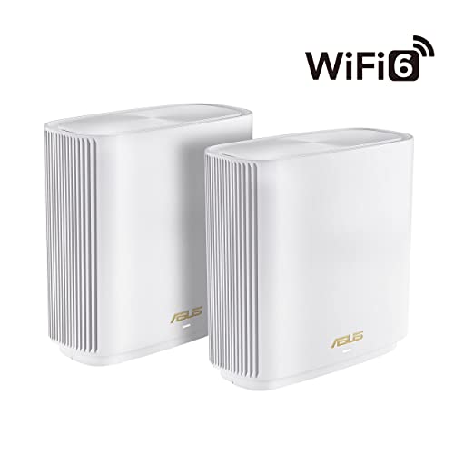 ASUS ZenWiFi XT9 AX7800 Tri-Band WiFi6 Mesh WiFiSystem (2Pack), 802.11ax, up to 5700 sq ft & 6+ Rooms, AiMesh, Lifetime Free Internet Security, Parental Controls, 2.5G WAN Port, UNII 4, White