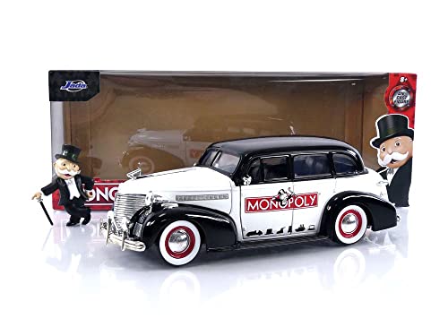 Jada Toys Mr. Monopoly 1:24 1939 Chevrolet Master Deluxe Die-cast Car w/ 2.75" Rich Uncle Pennybags Figure, Toys for Kids and Adults (33230)