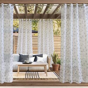 loft living tandem leaf indoor/outdoor grommet curtain panel 54" x 84" in grey