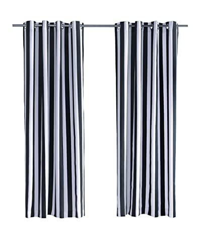 LOFT LIVING Corsica Stripe Indoor/Outdoor Curtain Panel 50" x 108" in Black