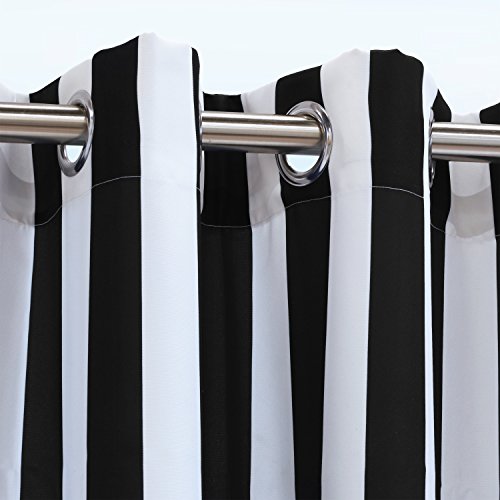 LOFT LIVING Corsica Stripe Indoor/Outdoor Curtain Panel 50" x 96" in Black