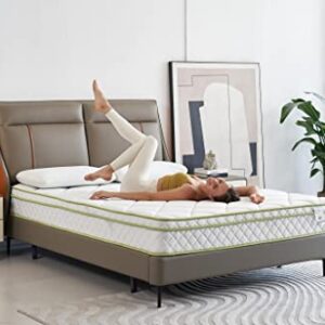 Queen Size Mattress - 8 Inch Cool Comfort Foam & Spring Hybrid Mattress with Breathable Organic Cotton Cover - Quilted Foam Plush Euro Pillow Top - Rolled in a Box - Oliver & Smith