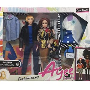 Fashion Dolls Girl Boy 12.5" Fashionistas, 4 Outfits to Mix & Match Accessories Delicate DIY Toys Ages 3-13. Multicolor