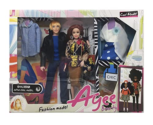 Fashion Dolls Girl Boy 12.5" Fashionistas, 4 Outfits to Mix & Match Accessories Delicate DIY Toys Ages 3-13. Multicolor