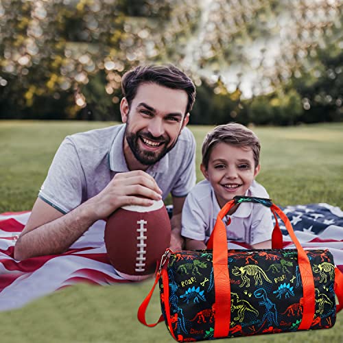 Gym Travel Duffle Bag for Boys - Gymnastics Sports Dance Bag with Shoe Compartment & Wet Pocket Binosaur Kids Travel Bag Teens Weekender Sleepover Carry On Bag