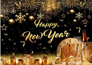 cylyh 7x5ft new year backdrop 2024 happy new year backdrop golden particles bokeh backdrop black and gold photography background 2024 new year party backdrops for photography