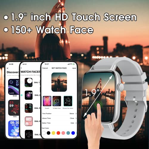 1.9'' Smart Watch Answer Make Call Smartwatch Fitness Tracker for Android Phones, 25 Sport Modes Smart Watch for iPhone Compatible with Heart Rate Monitor SpO2 Sleep Step Counter for Men Women Teens