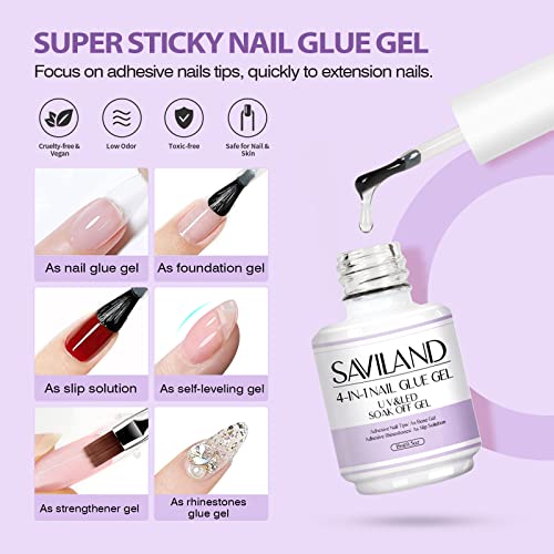 SAVILAND Gel X Kit: Gel Nail Kit with Nail Drill 0.5Oz Nail Glue Gel 500PCS Long Coffin Acrylic Nail Tips U V Light Beginner-Friendly Gel Kit with Everything Home Salon DIY Nail Art Manicure Gift