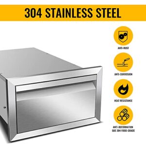 KODOM Outdoor Kitchen Drawers Stainless Steel Flush Mount BBQ Single Drawers for Outdoor Kitchen Island, or Patio Grill Station (Overall Size:14" W x 8.5" H x 23" D inch)