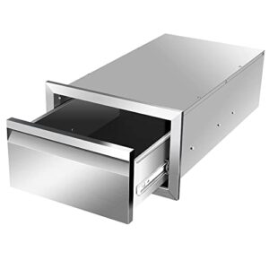 KODOM Outdoor Kitchen Drawers Stainless Steel Flush Mount BBQ Single Drawers for Outdoor Kitchen Island, or Patio Grill Station (Overall Size:14" W x 8.5" H x 23" D inch)