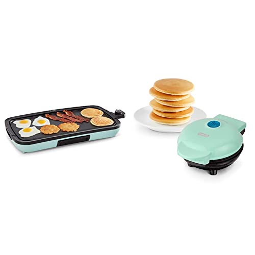 DASH Deluxe Everyday Electric Griddle with Dishwasher Safe Removable Nonstick Cooking Plate & Mini Maker Electric Round Griddle for Individual Pancakes, Cookies, Eggs & other on the go Breakfast