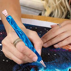 Rose Gold Metal Stainless Steel Tip Resin Diamond Painting Art Club Sticky Drill Dot Pen Stylus Kits Set Accessories Tool with Wax for 5d DIY Diamond Painting Gem Nail Art Decoration Diamond Art Blue