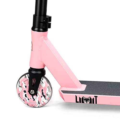 Limit LMT68 Mini Pro Kick Stunt Scooter-Short and Small Freestyle Trick Scooters for Kids Ages 5 Years and Up-Professional Complete BMX Scooter Perfect for Beginners Children Boys and Girls Gifts Pink